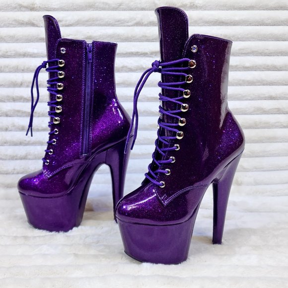 Pleaser | Shoes | Dark Purple Glitter Patent 7 High Heel Platform Ankle ...